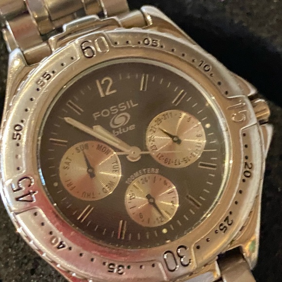 Fossil | Accessories | Fossil Blue Watch 0 Meters In Tin | Poshmark